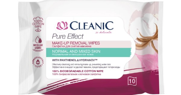Cleanic Pure Effect make-up removing wipes for normal and combination ...