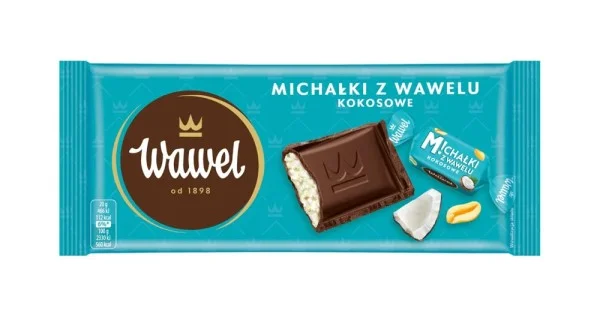 WAWEL MICHALKI CHOCOLATE WITH PEANUT FILLING WITH ADDED COCONUT RASPS 100g