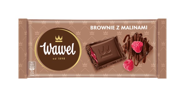 WAWEL flavored filled chocolate brownie with raspberry 100g