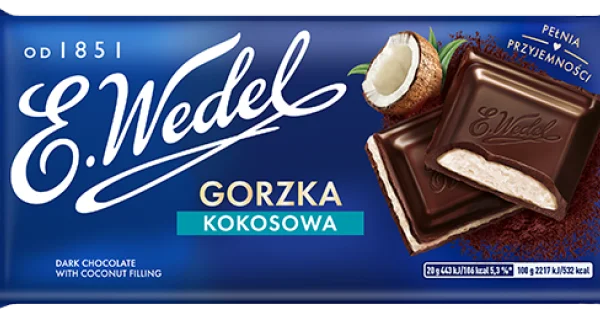 WEDEL DARK COCONUT CHOCOLATE dark chocolate with coconut filling 100g